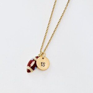 Personalized Football Number Necklace Gold Mini Rhinestone Enamel ...
