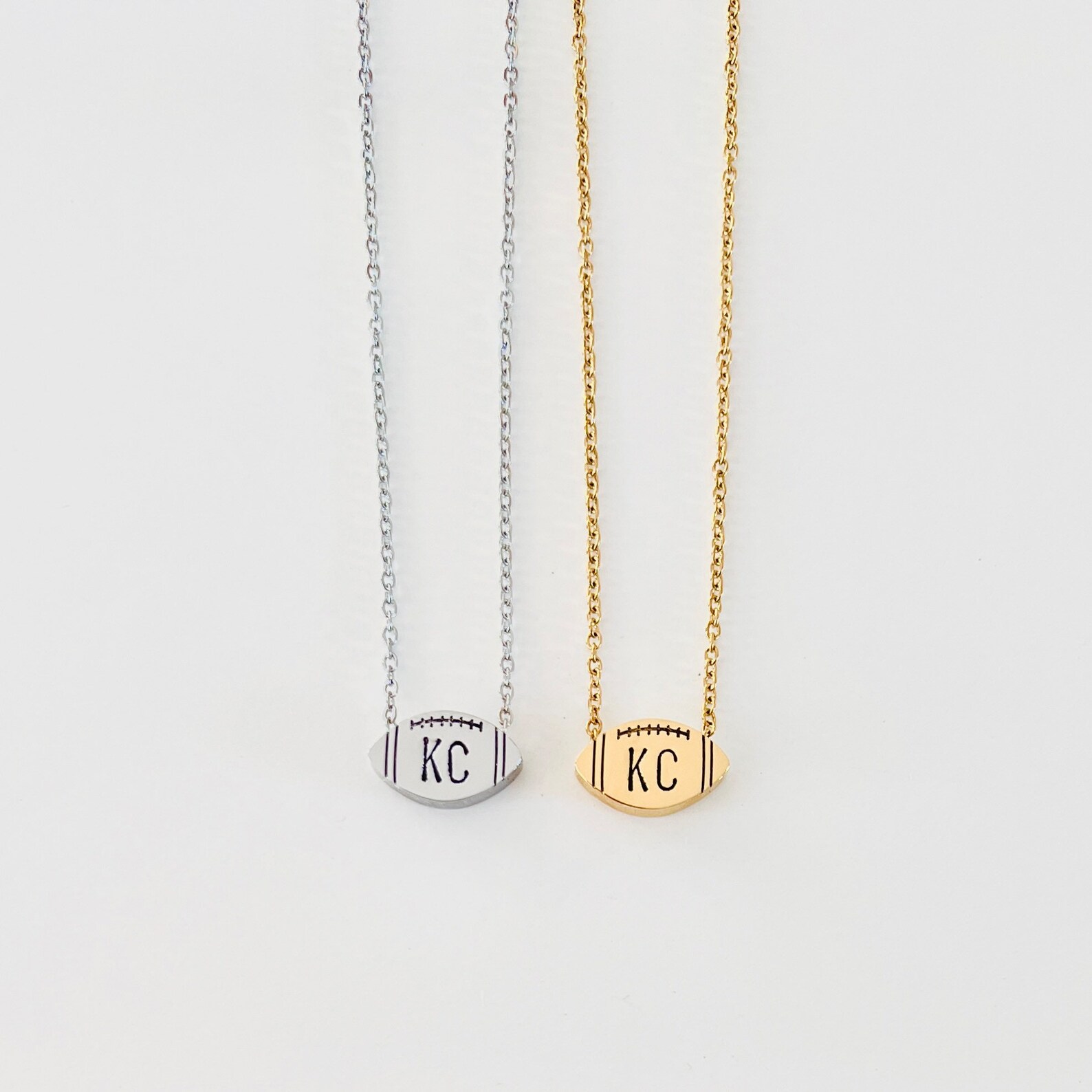 Kansas City Inspired Necklace KC Football Necklace Gold Mini Football ...
