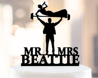Weight Lifting Wedding Cake Topper Bodybuilding Cake Topper - Etsy