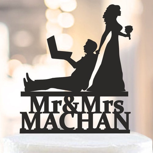 Gaming Cake Topper Bride Dragging Groom From Computer Nerd | Etsy