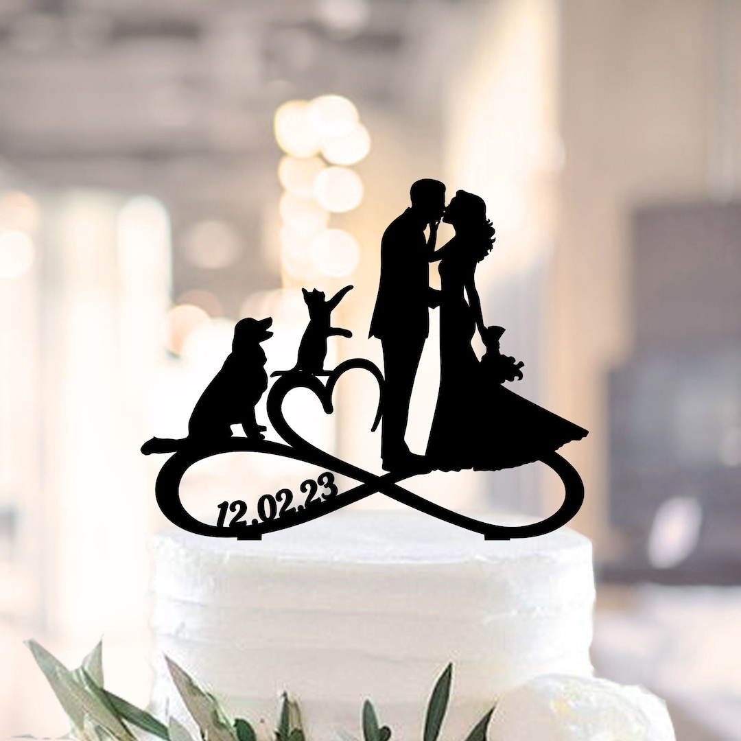 Wedding Cake Topper With Dog and Cat, Dog Wedding Cake Topper,pets ...