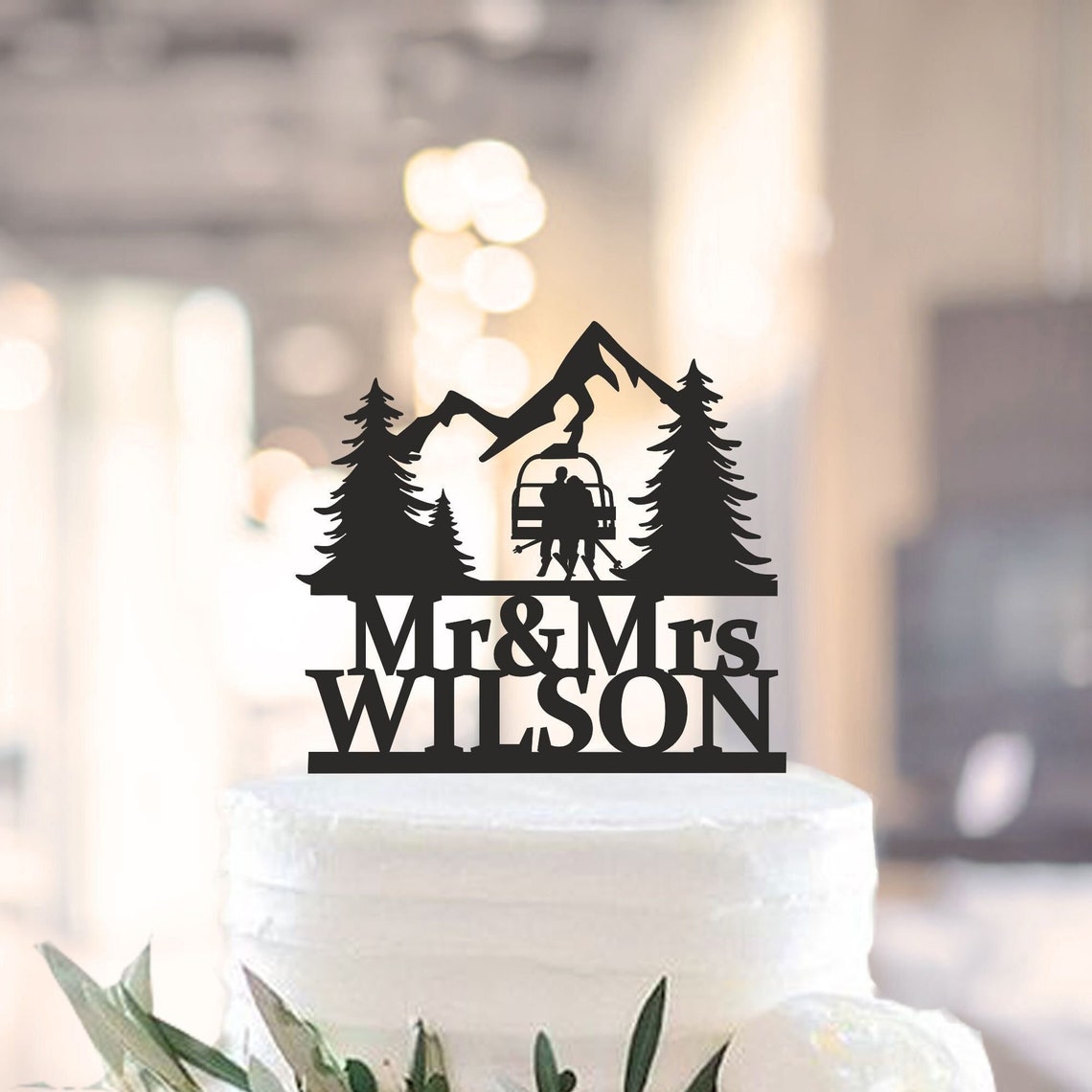 Winter Skiing Ski Lift Cake Topper Couple Bride and Groom - Etsy