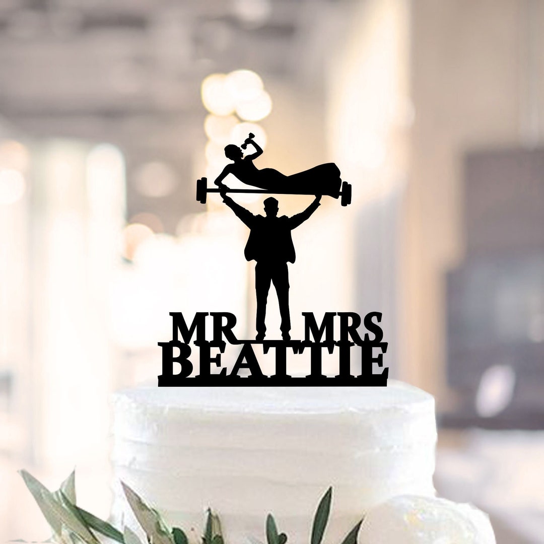 Bodybuilding Wedding Cake Topper, Custom Powerlifting Cake Topper, GYM ...