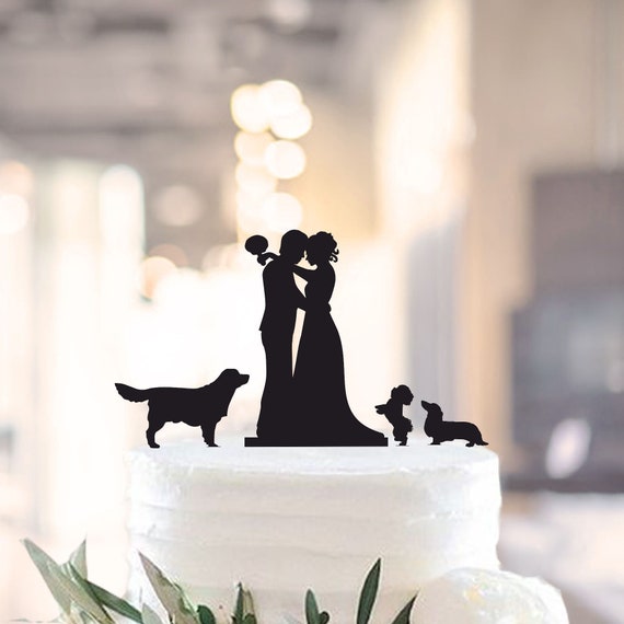 Wedding Cake Topper With Three Dogswedding Cake Topper With | Etsy