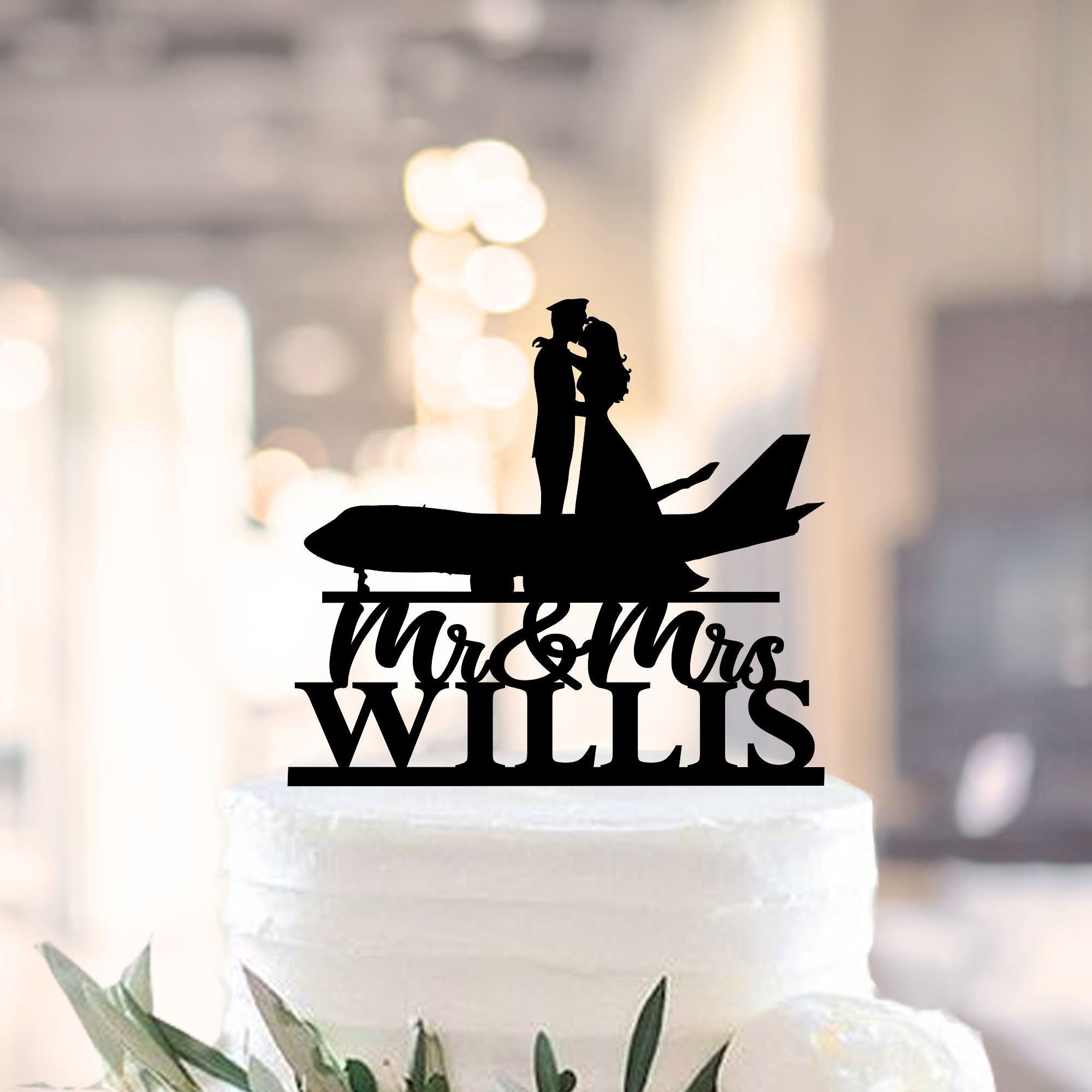 Сustom Airplane Wedding Cake Topper, Pilot and Bride Personalized ...