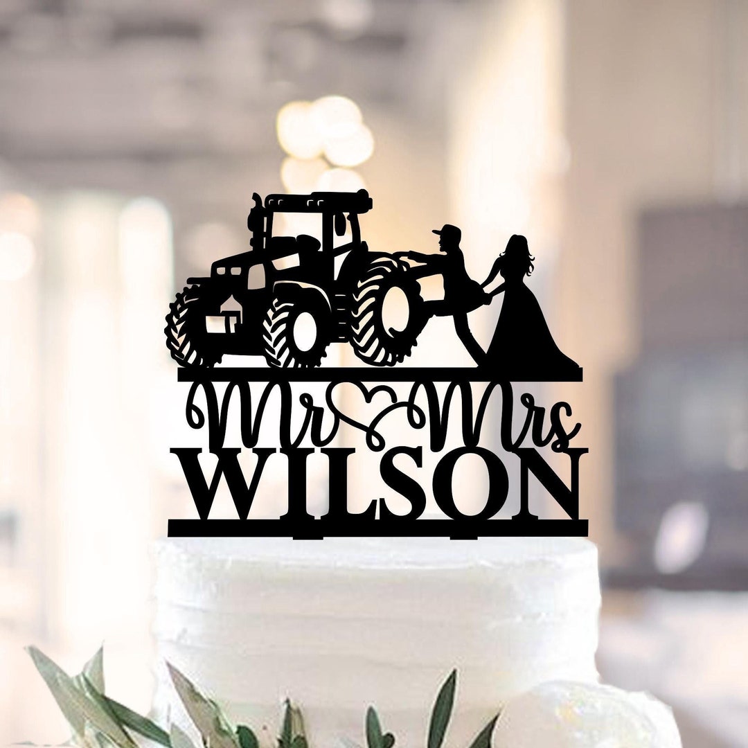 Country Wedding Cake Topper, Farmer Wedding Decorations, Rustic Wedding ...