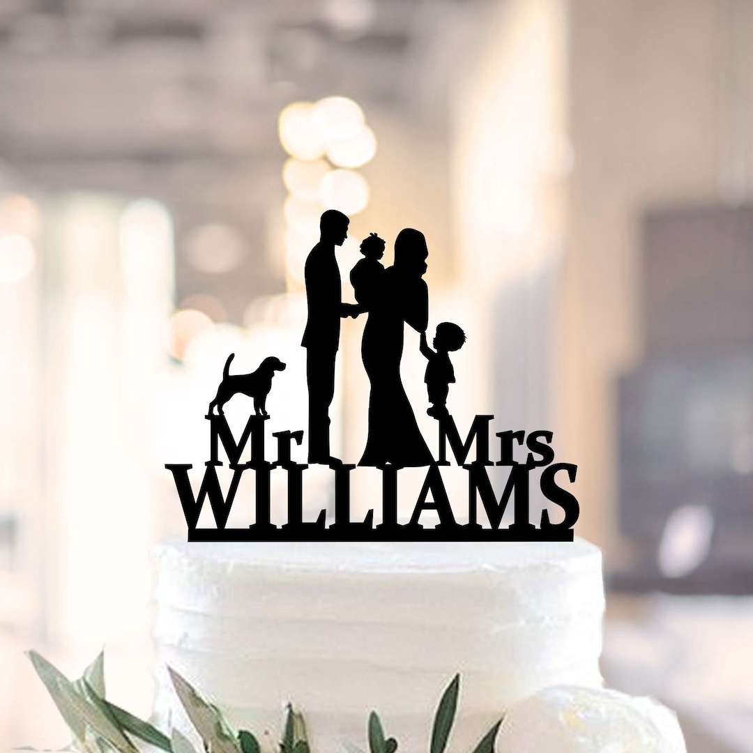 Family Cake Topper, Custom Wedding Topper, Bride and Groom With Boys ...