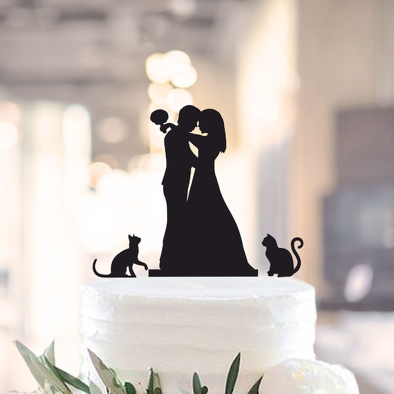 Cake Topper With Catssilhouette Cake Topper With Two | Etsy