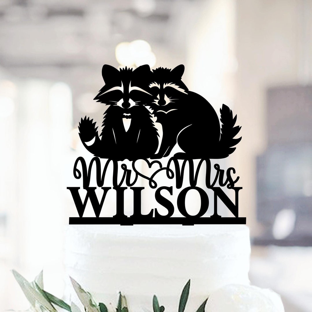 Raccoon Cake Topper, Raccoons Couple Wedding Decorations, Funny Cake ...