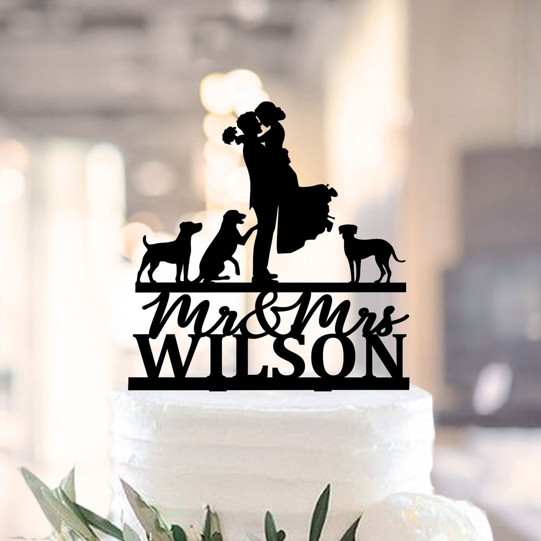 3 Dogs Wedding Cake Topper, Wedding With Dogs Cake Topper, Three Dogs ...