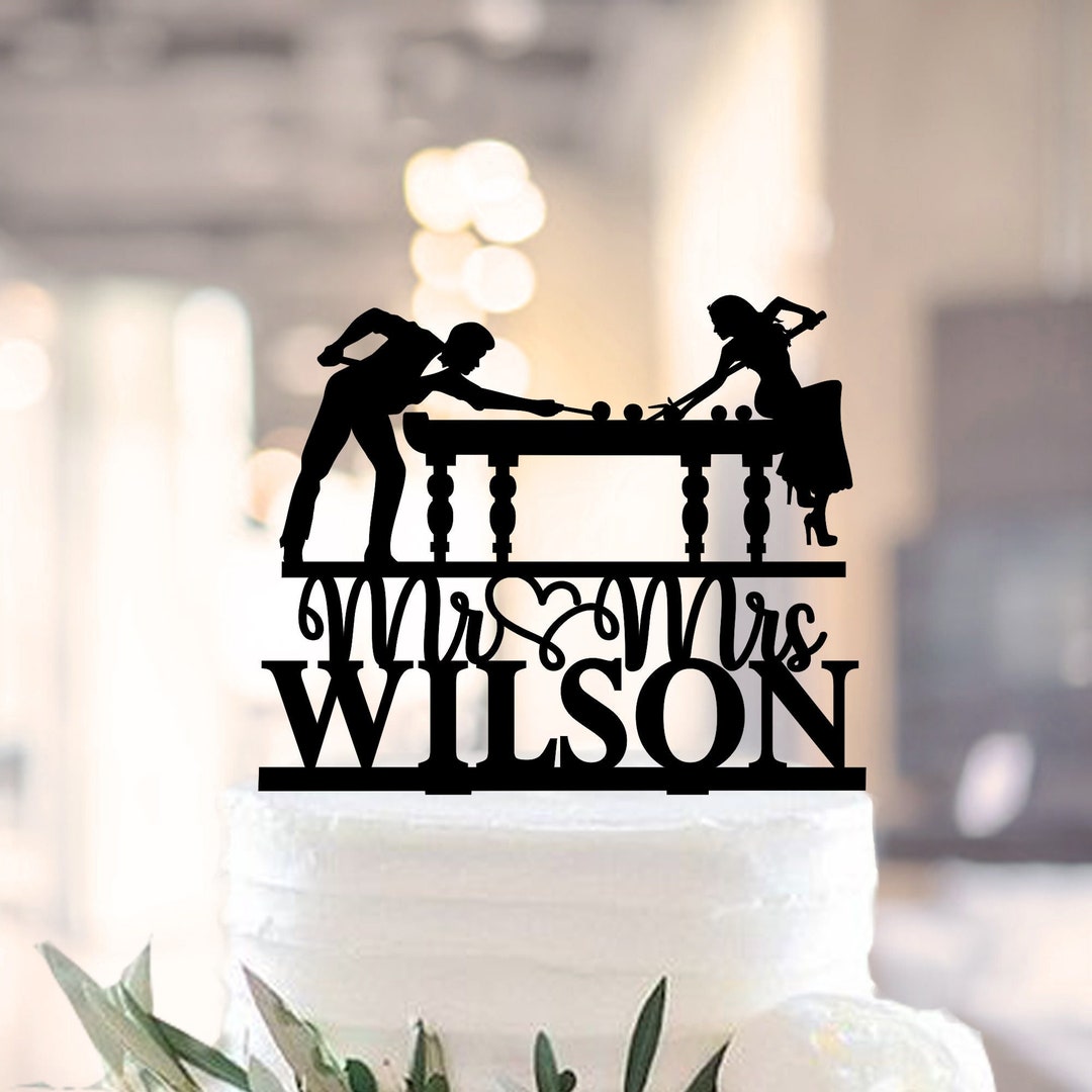 Billiards Wedding Cake Toppers, Billiard Cake Topper, Bride and Groom ...