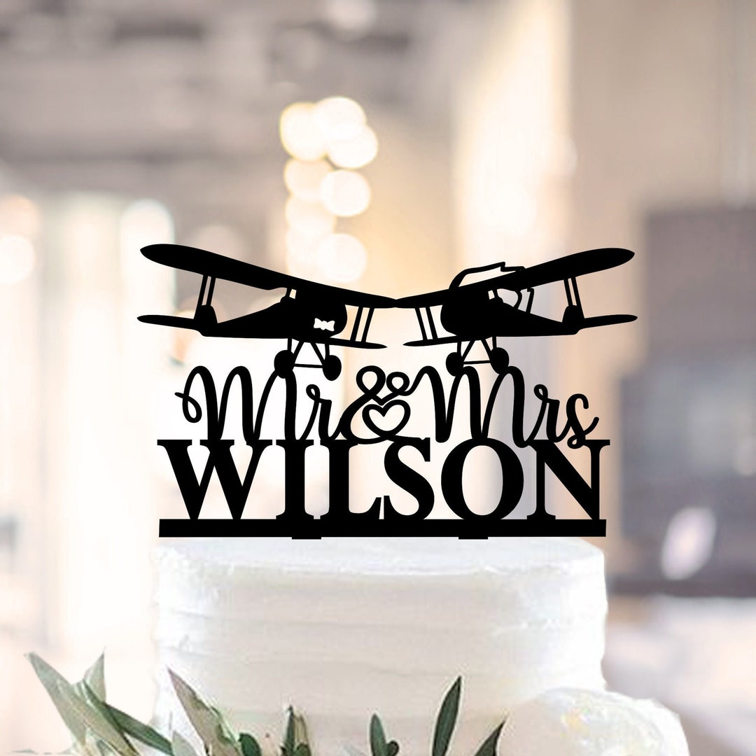 Airplane Wedding Cake Topper, Groom and Bride Cake Topper, Biplane Cake ...