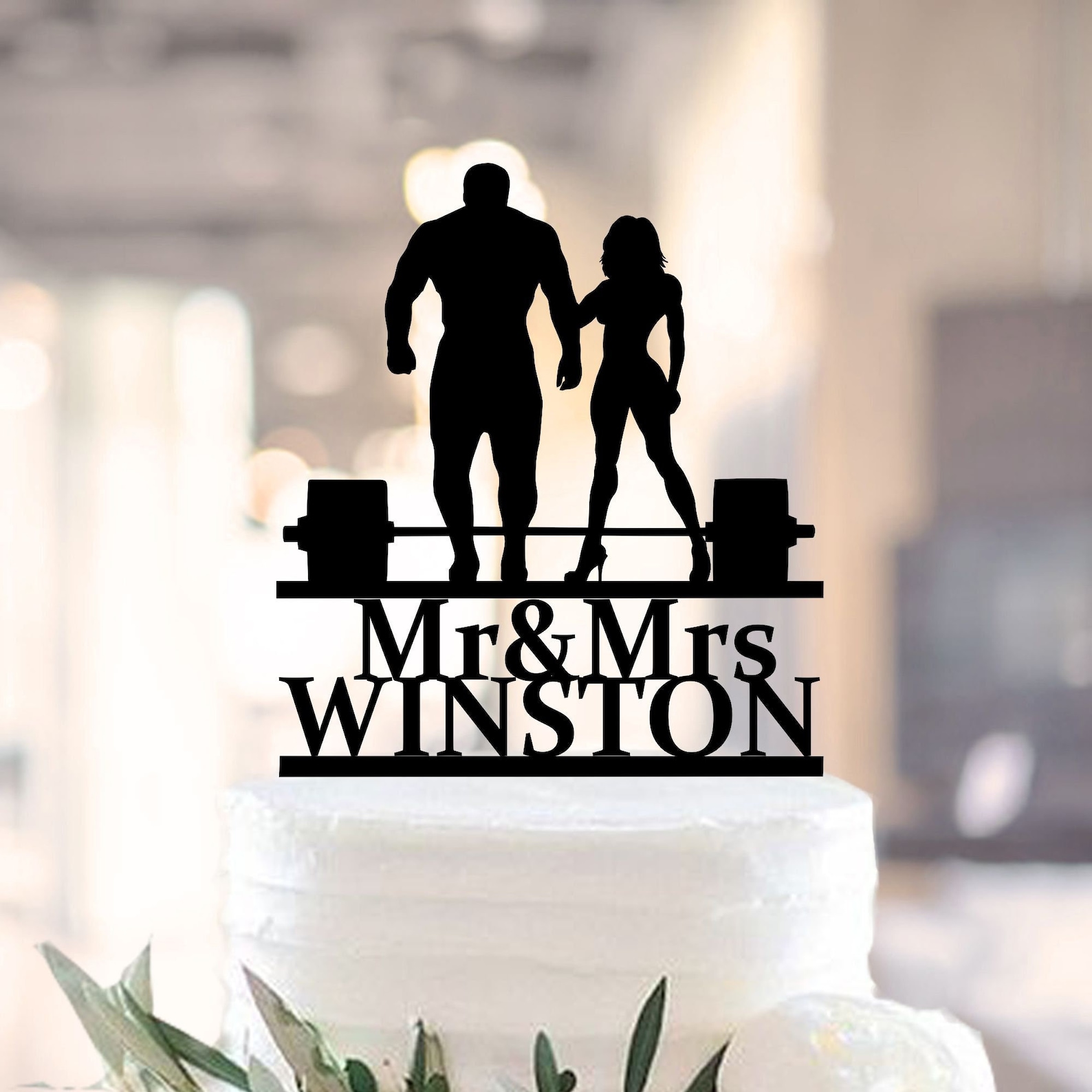 Personalized Wedding Cake Topper, Your Man is Strong, Weight Lifting ...