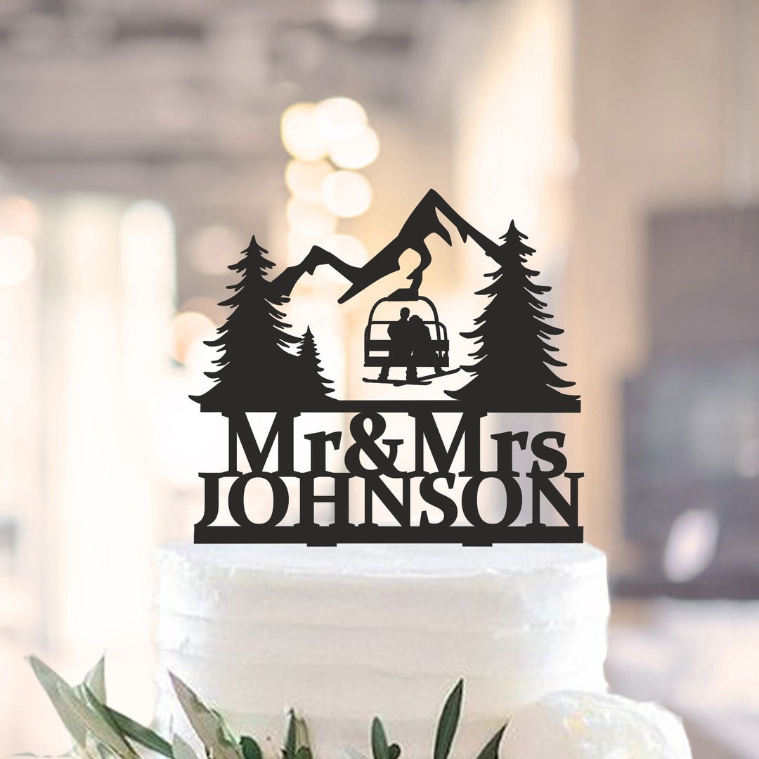 Ski Lift Cake Topper, Snowboarders Wedding Wedding Cake Topper, Winter ...