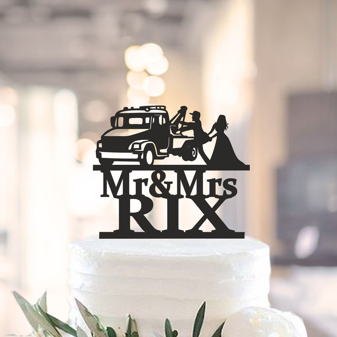 Tow Truck Wedding Cake Topper, Driver Cake Topper, Trucker Wedding Cake ...