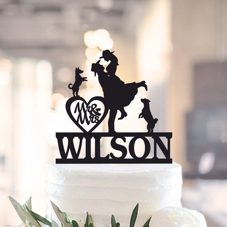 Country Western Wedding Cake Topper Cowboy Hat and | Etsy