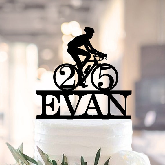 Cycling Name and Age Cake Topperbiking Cake Topper Bicycle - Etsy