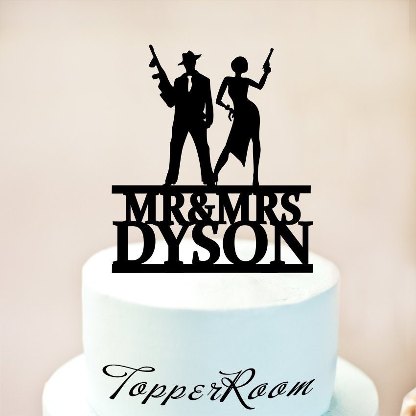 Bonnie And Clyde Cake Toppergun Wedding Cake Toppergatsby Etsy