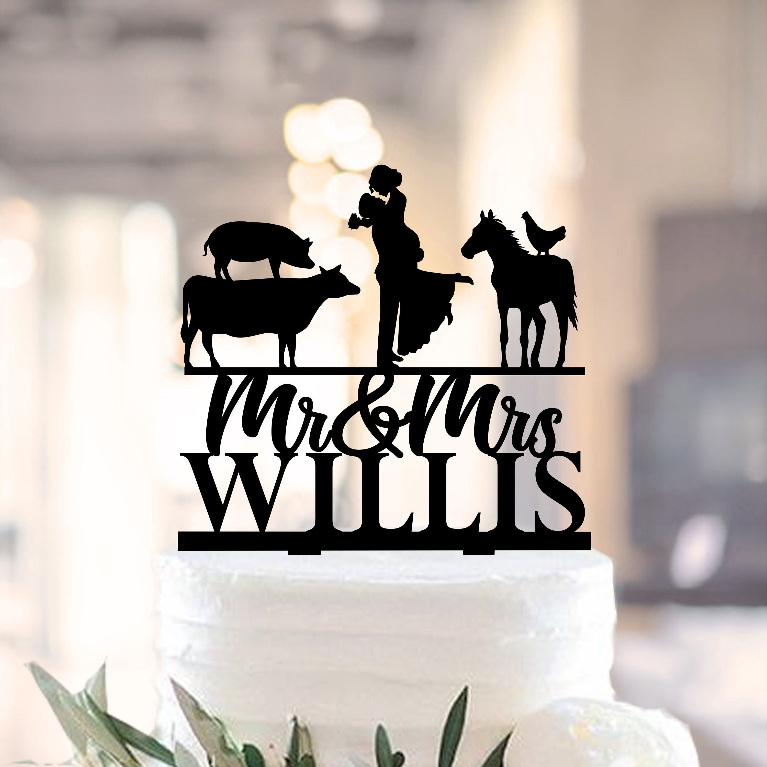 Farm Cake Topper for Wedding,farmer Wedding Toppers,country Wedding ...