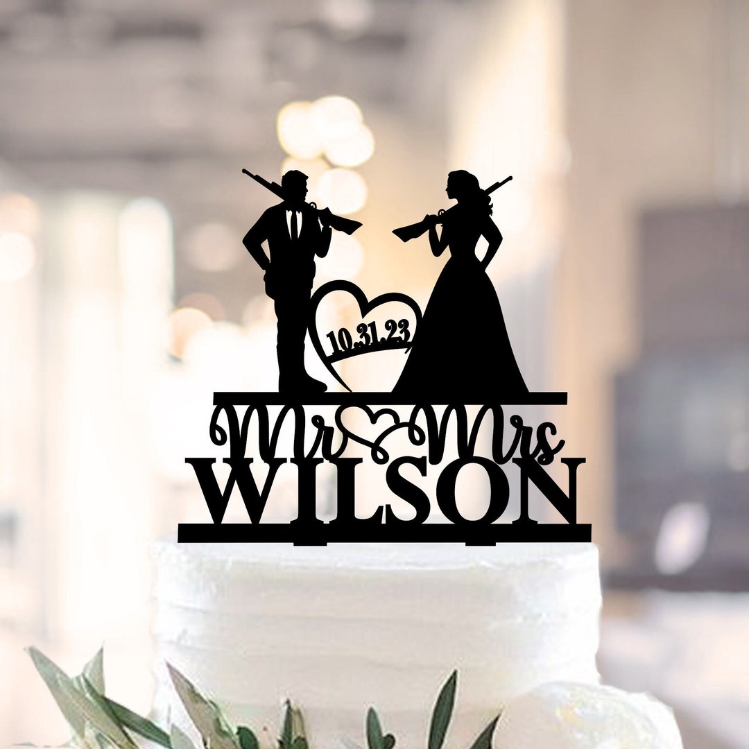 Hunter Wedding Cak Topper, Hunting Cake Topper for Wedding, Bride and ...