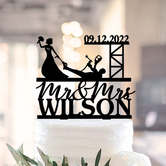 Welder Wedding Cake Topper Bride Dragging Groom Cake Topper - Etsy