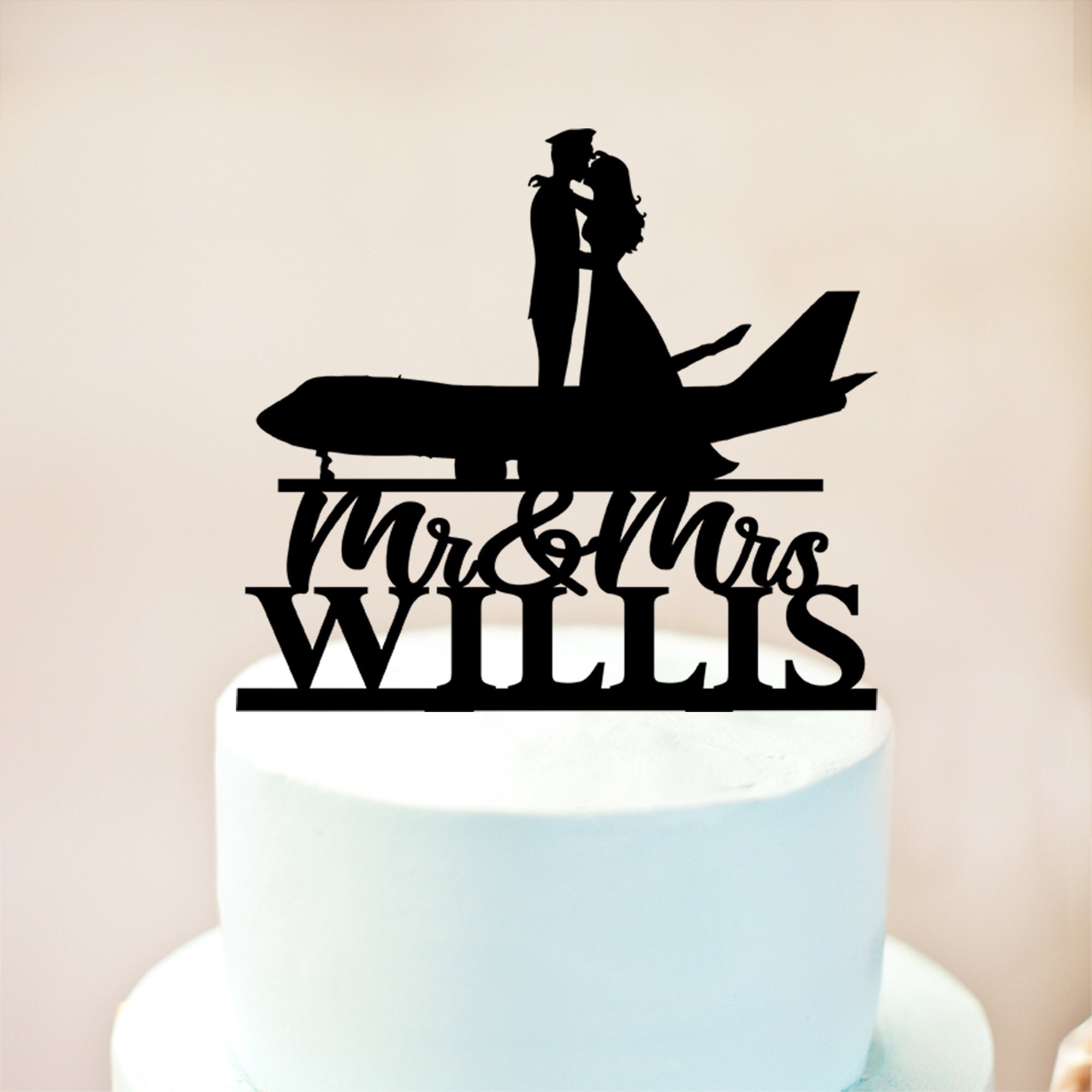 Сustom Airplane Wedding Cake Topper Pilot and Bride | Etsy