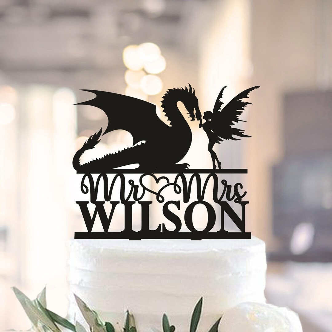 Dragon and Fairy Cake Topper, Wedding Cake Topper, Dragon and Fairy ...