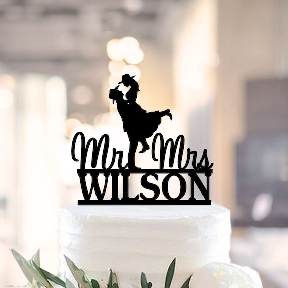 Country Western Wedding Cake Topper Cowboy Hat and | Etsy