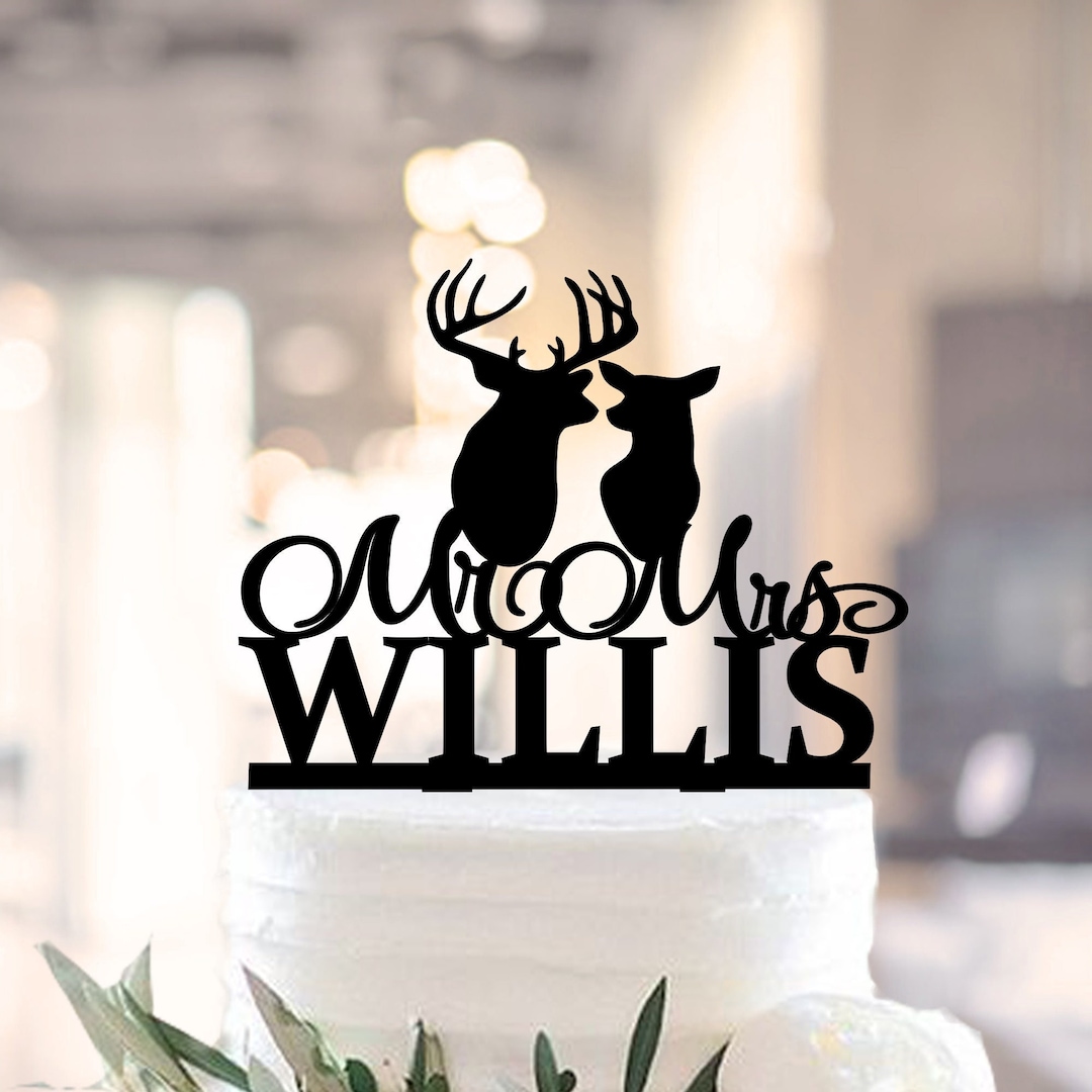 Deer Wedding Cake Topper, Buck and Doe Cake Topper, Rustic Wedding Cake ...