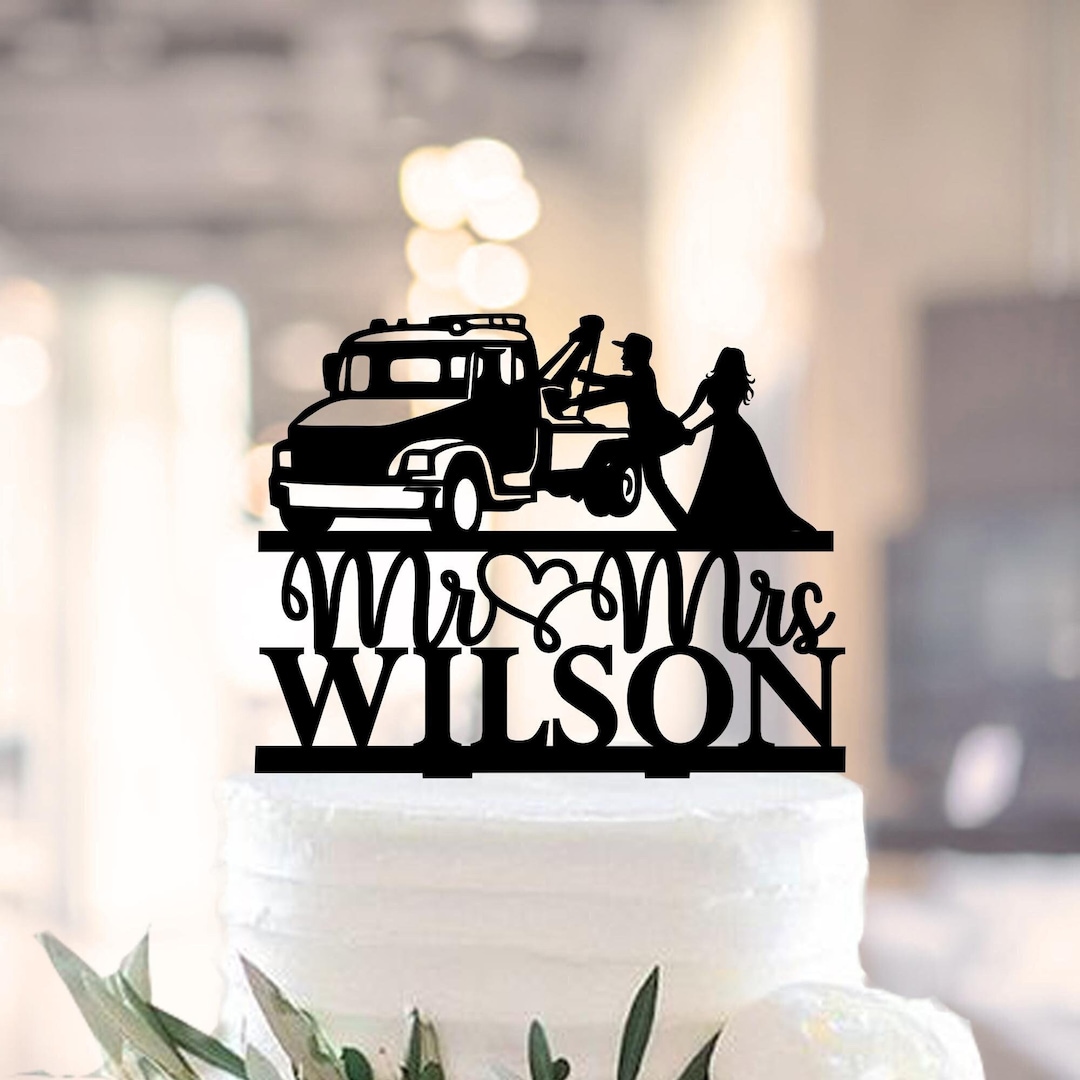 Tow Truck Wedding Cake Topper, Trucker Cake Topper, Wedding Cake ...