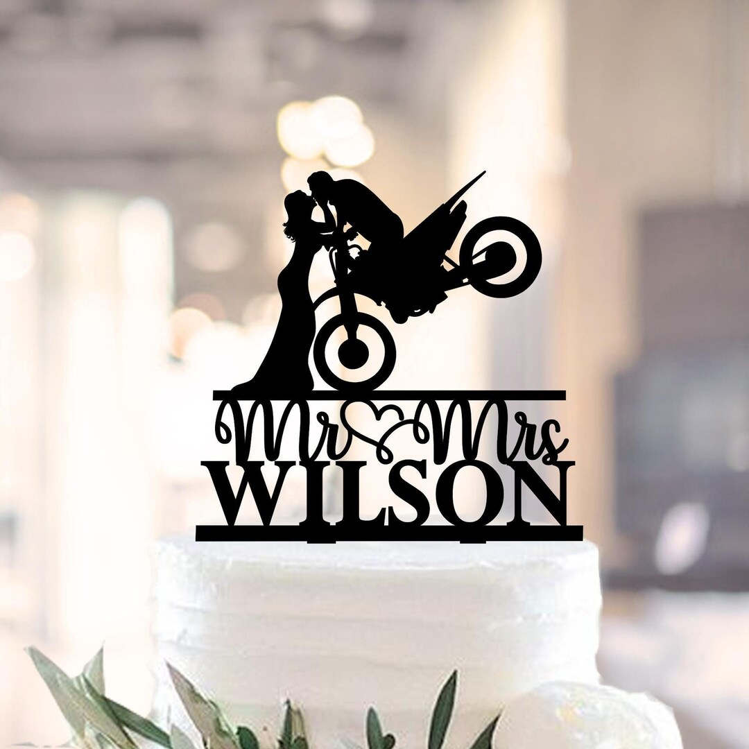 Motorcycle Wedding Cake Topper, Motorcycle Cake Topper, Motorbike Cake ...