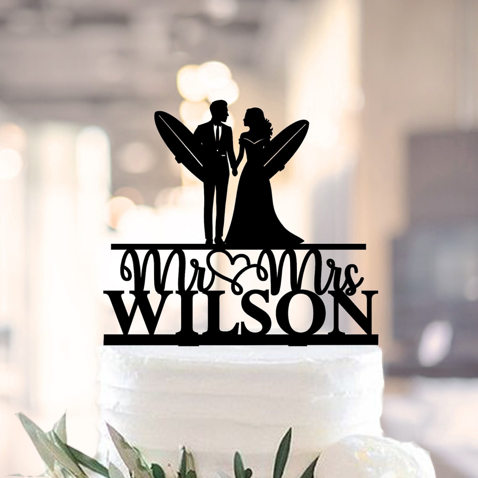 Surfing Wedding Cake Topper, Mr and Mrs Surfers Cake Topper, Surfer ...