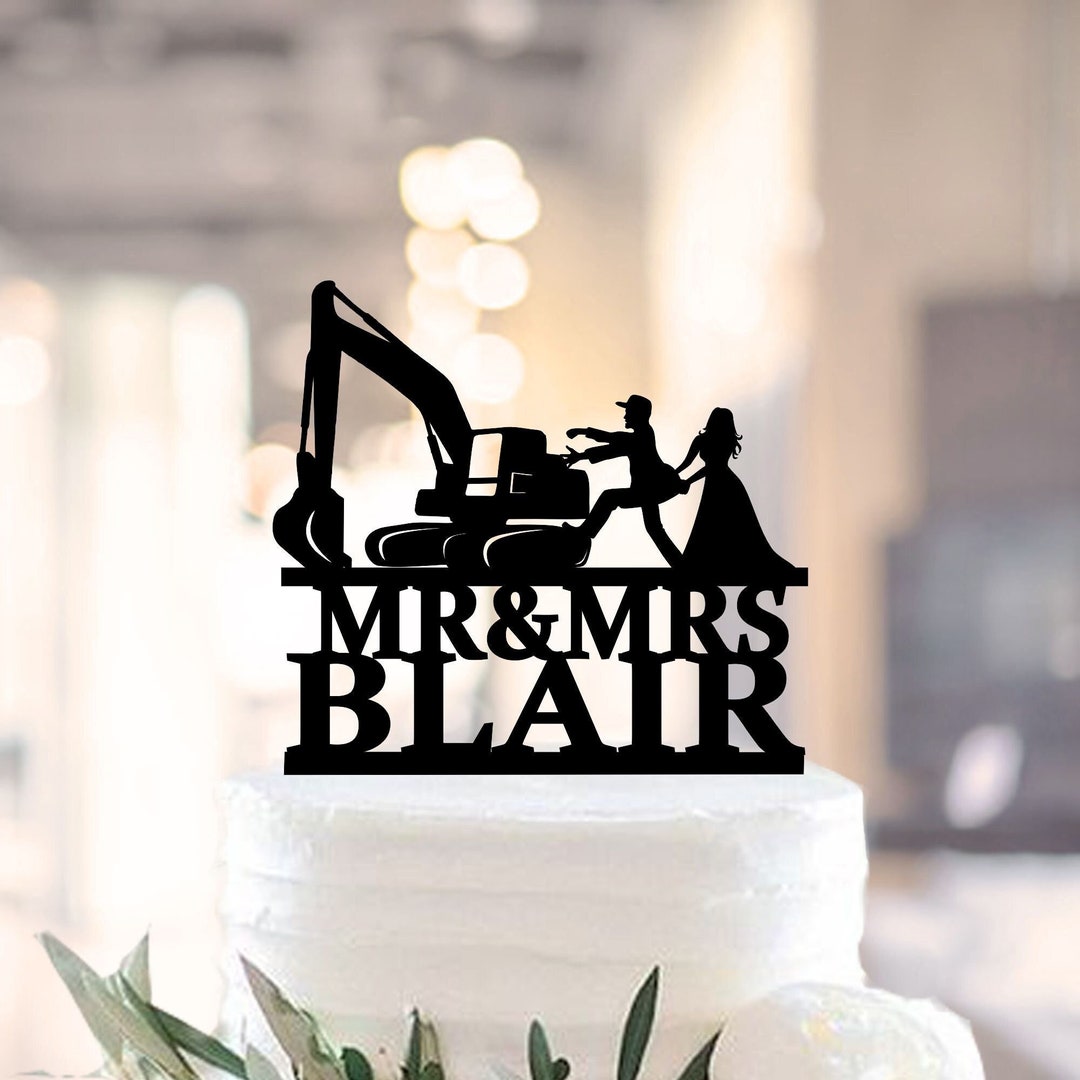 Excavator Wedding Cake Topper,customized Bride and Groom Wedding Cake ...