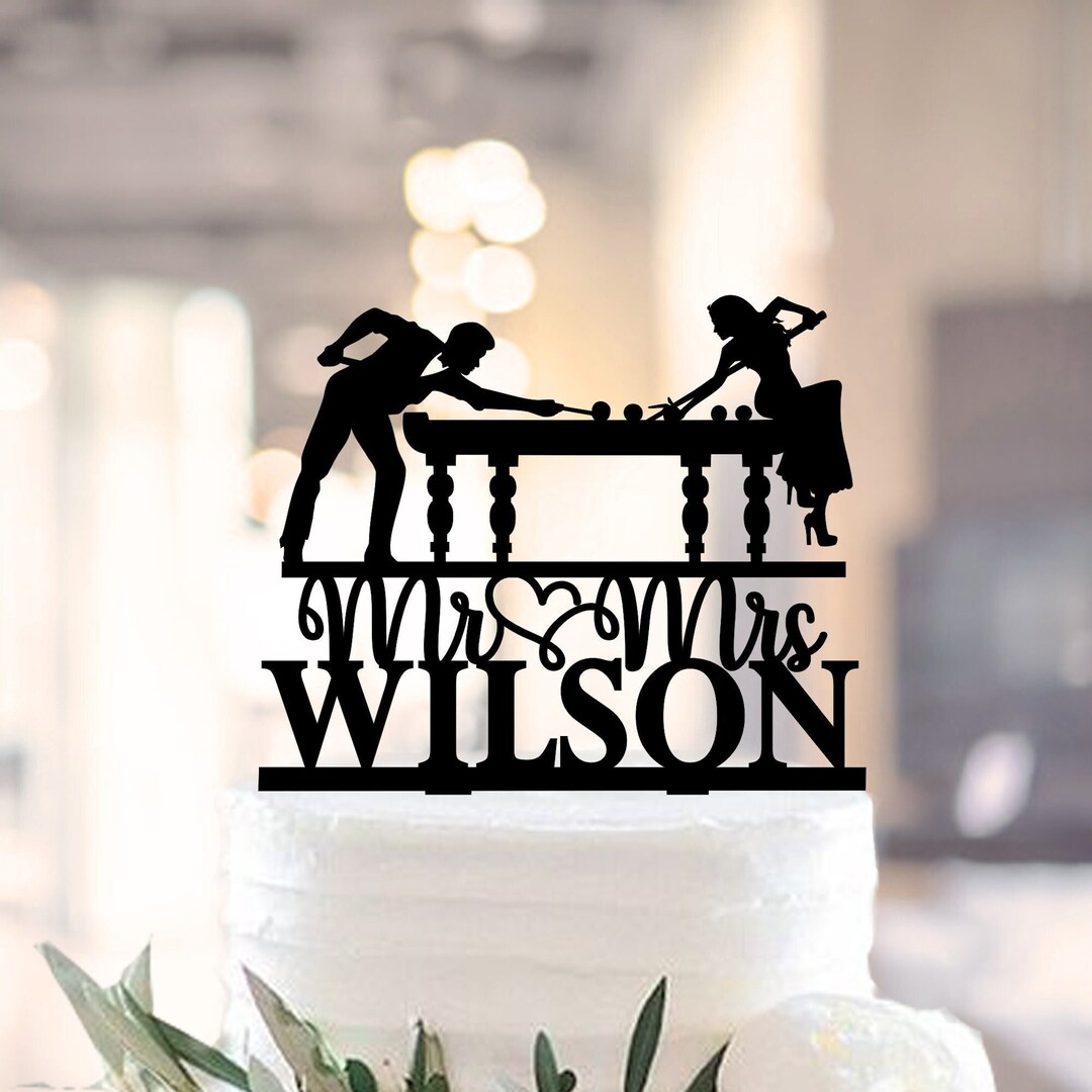 Billiards Wedding Cake Toppers, Billiard Cake Topper, Bride and Groom ...