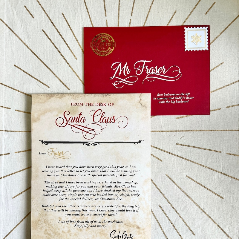Letter From Santa Paper Gold - Etsy Australia