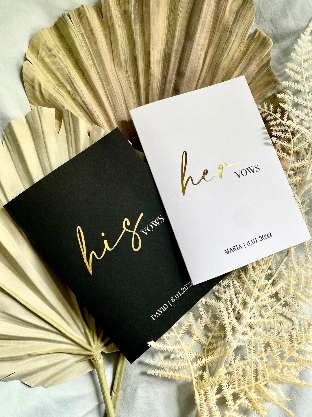 Personalised His Vows | Her Vows | Pair of Greeting Cards | Gold ...