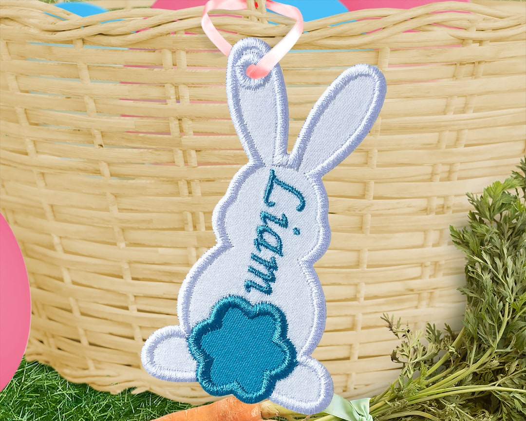 Bunny Bag Tag for Easter Basket N2 - Easter Bag Tag in the Hoop ...