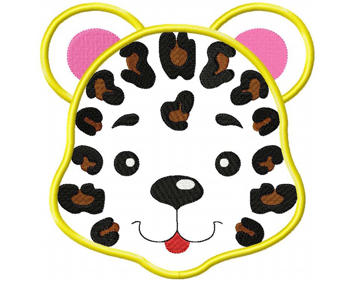 Leopard Face Applique Design - Cheetah Applique Embroidery Design for ...