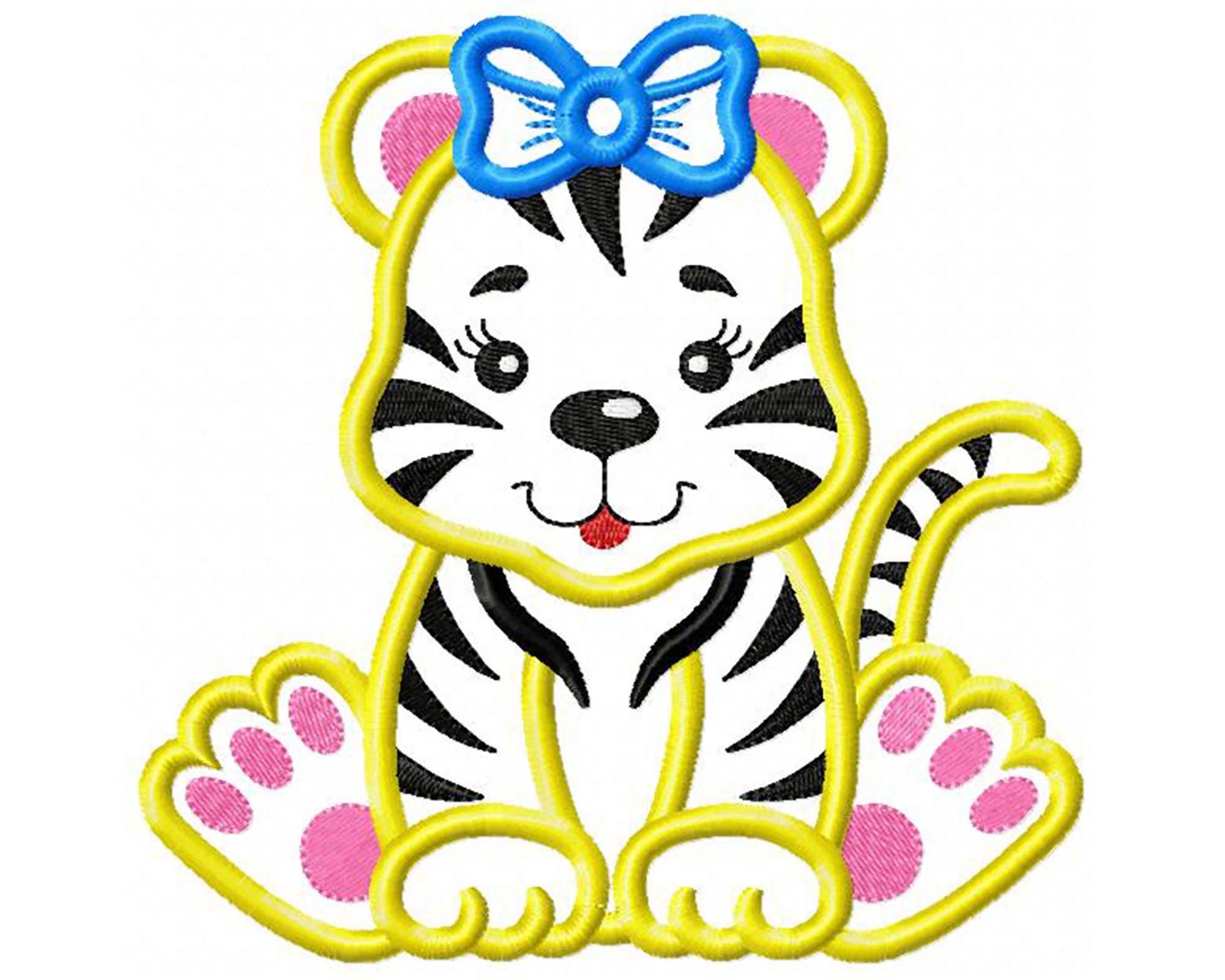 Tiger Girl Applique Design- Baby Tiger Applique Embroidery Design for ...