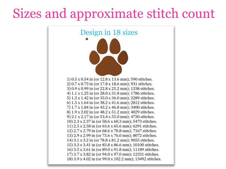 Small Paw Print Embroidery Design N2 -18 Sizes -mini Dog Paw Print Fill ...