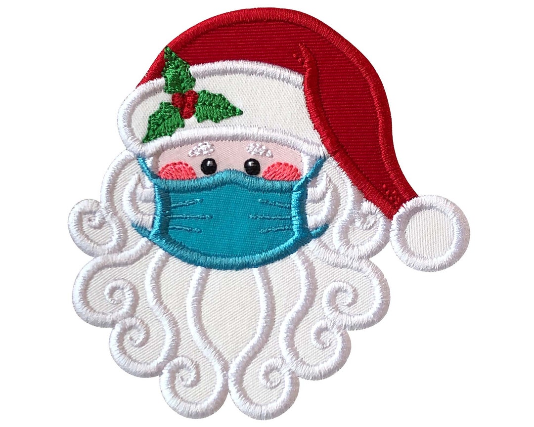 Santa With Face Mask Applique Design Christmas Applique Embroidery ...