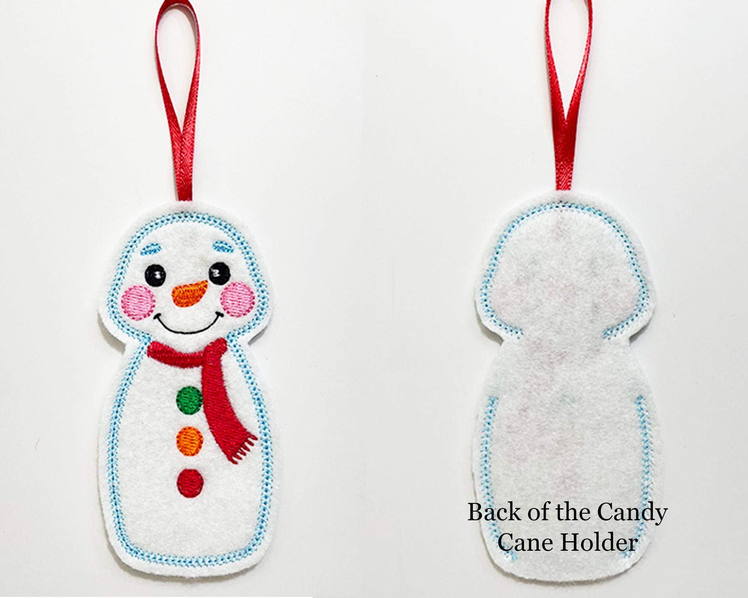Snowman Candy Cane Holder in the Hoop Machine Embroidery Design ...