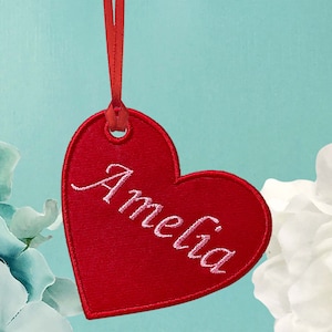 Heart Bag Tag in the Hoop Machine Embroidery Design - 14 Sizes ...
