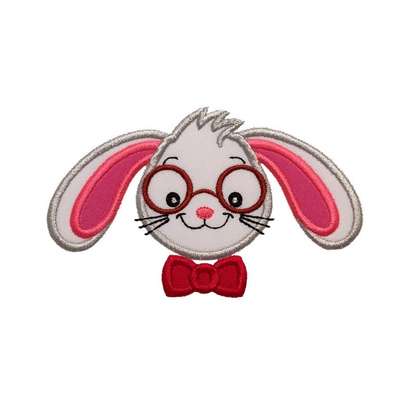 Cute Easter Bunny With Glasses Embroidery Applique Design for - Etsy