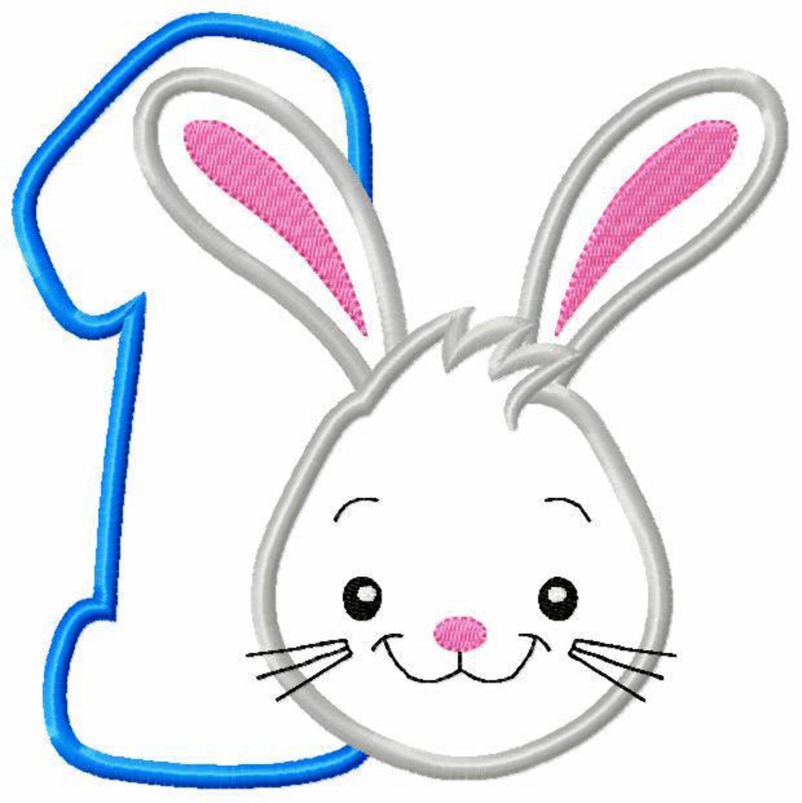 Easter Bunny Number 1 Birthday Embroidery Applique Design for | Etsy