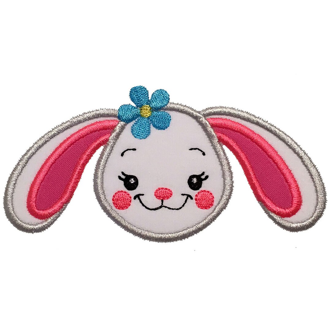 Cute Easter Bunny With Flower Embroidery Applique Design for Girls ...