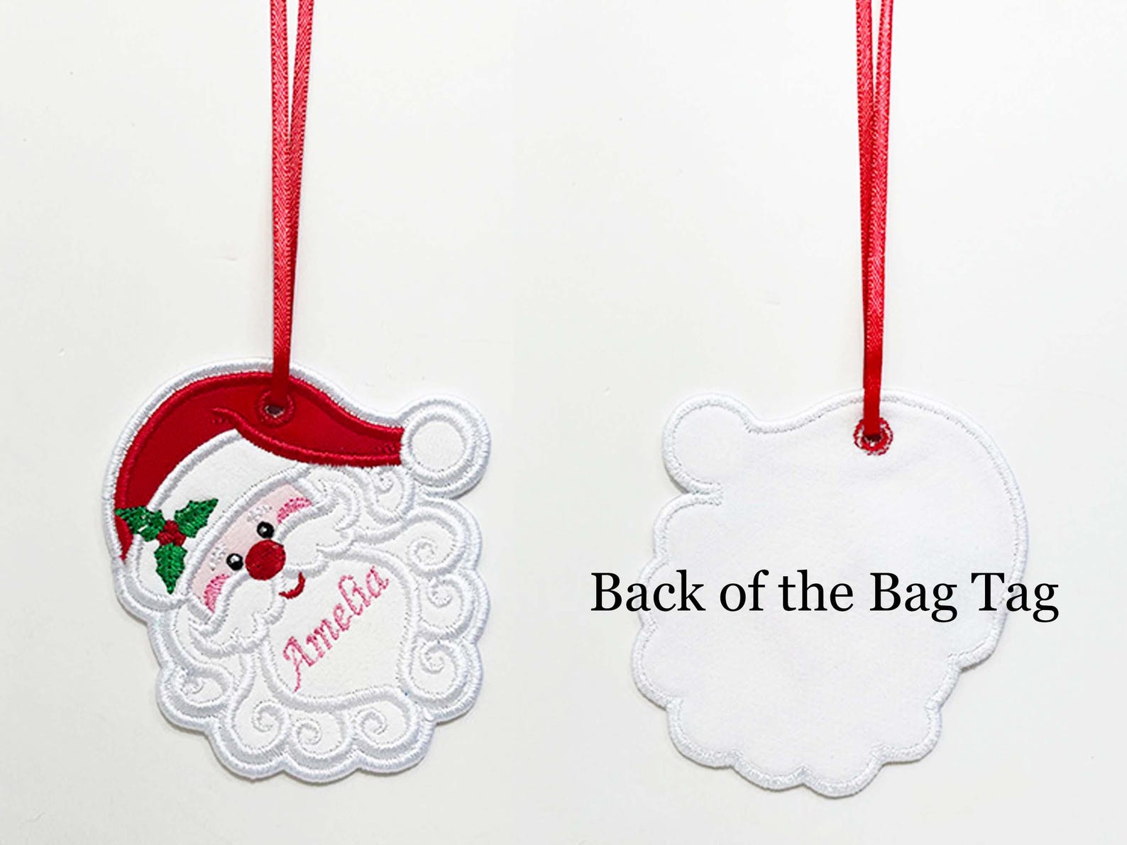 Santa Claus Bag Tag - Santa Bag Tag in the Hoop Applique Embroidery ...