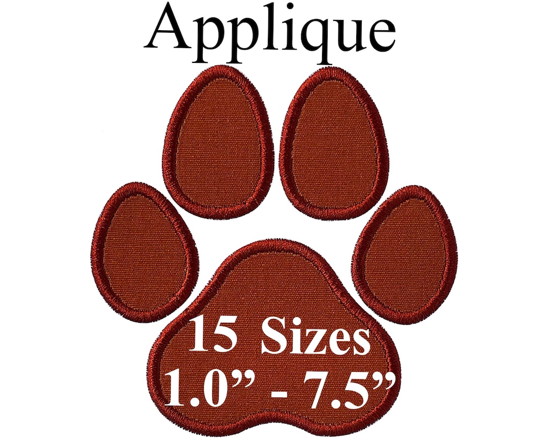 Paw Print Applique Design - 15 Sizes - Dog Paw Print Embroidery ...