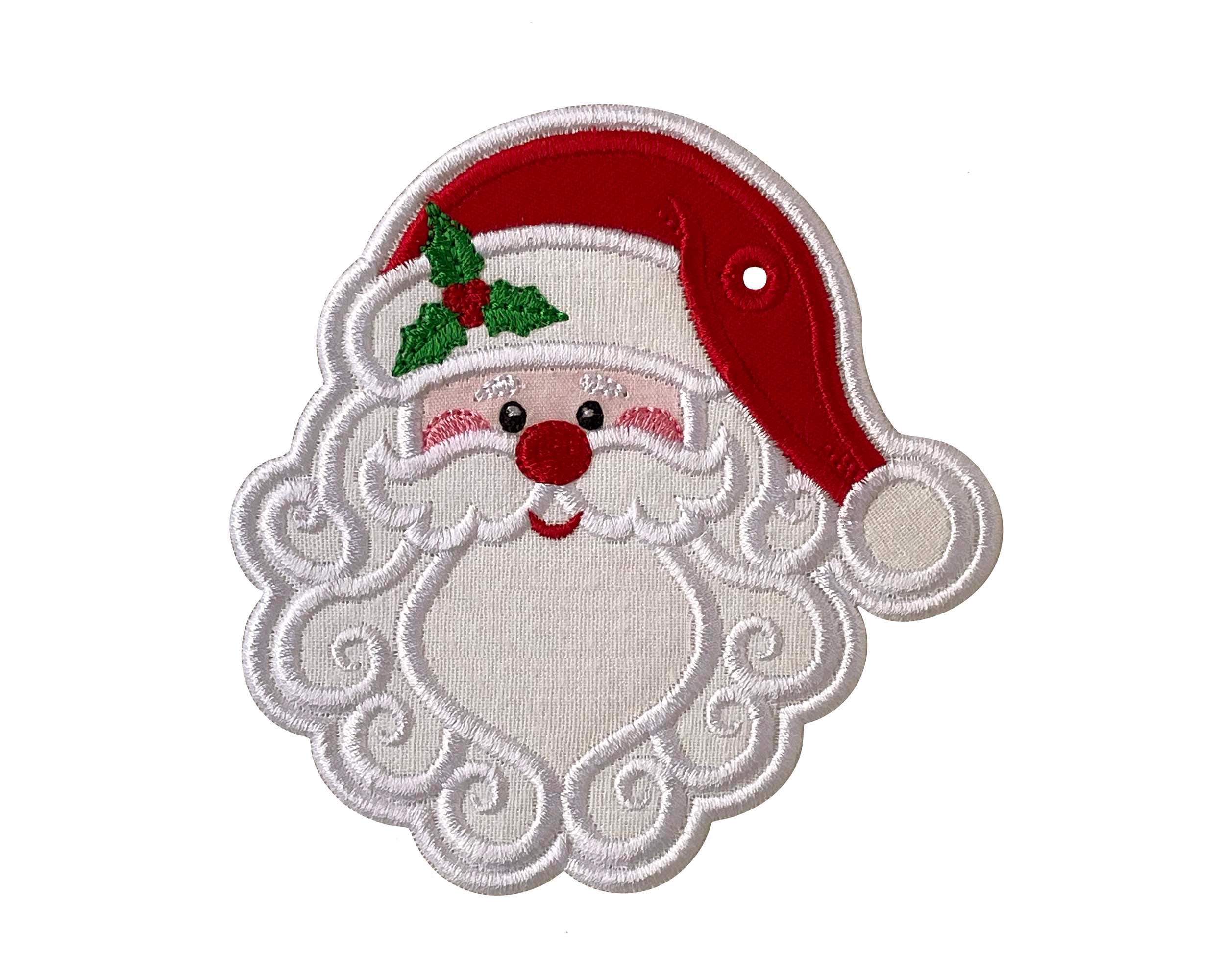 Santa Claus Bag Tag - Santa Bag Tag in the Hoop Applique Embroidery ...