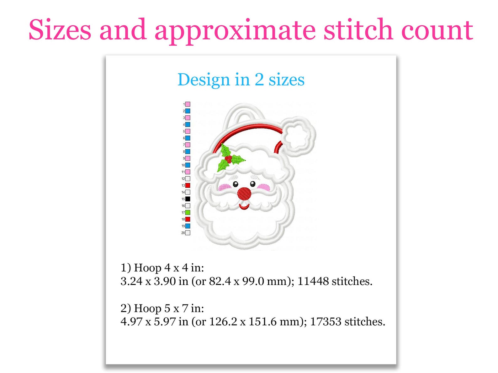 Santa Ornament in the Hoop Machine Embroidery Design N6 - Christmas ...